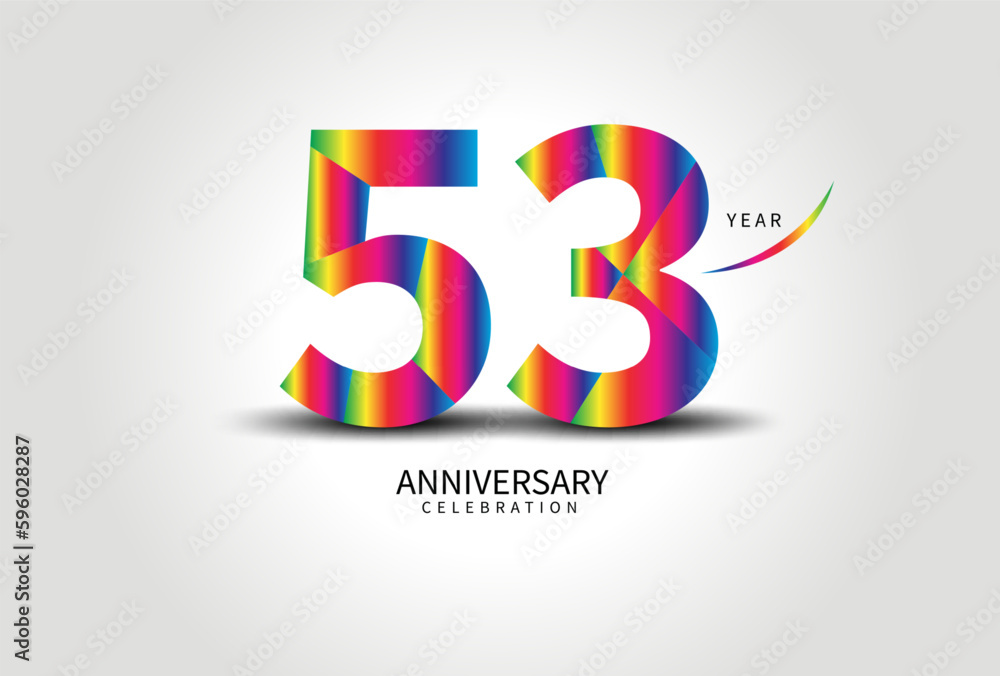Vetor de 53 Year Anniversary Celebration Logo colorful vector, 53 ...