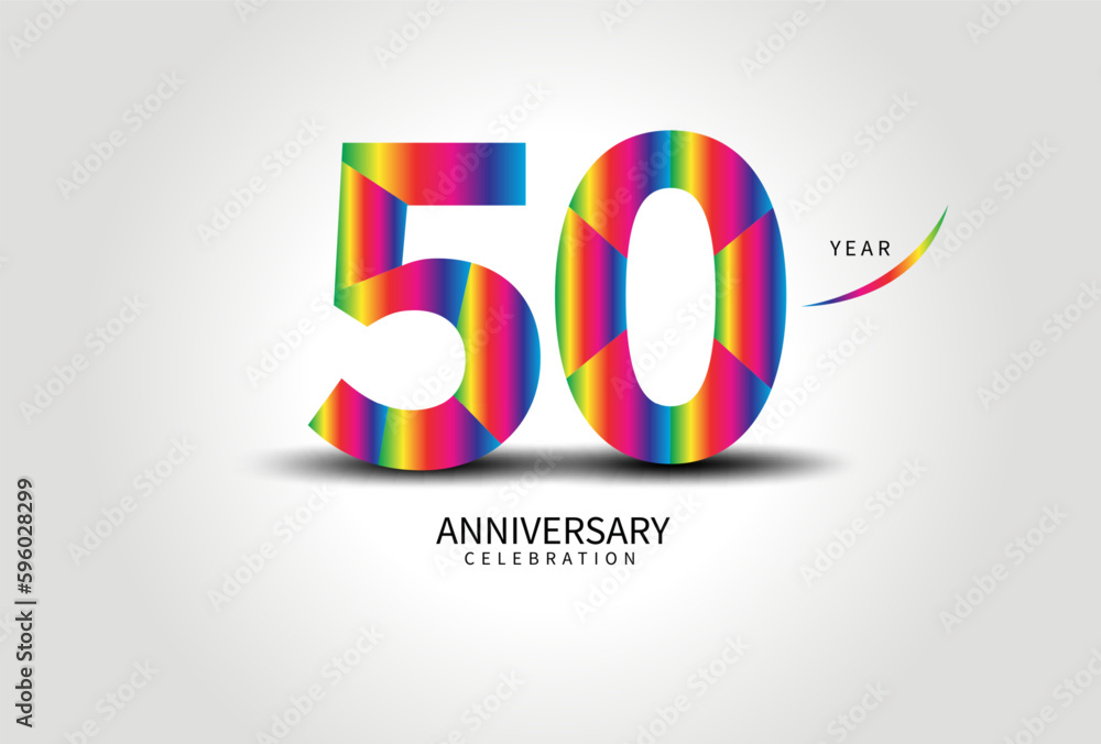 Vetor de 50 Year Anniversary Celebration Logo colorful vector, 50 ...