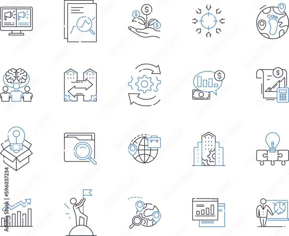 Economic augmentation line icons collection. Investment, Trade, Growth ...