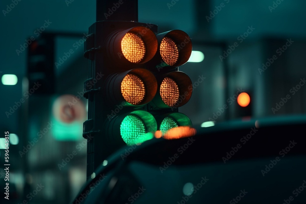 Image of a green traffic light. Generative AI Stock Illustration ...