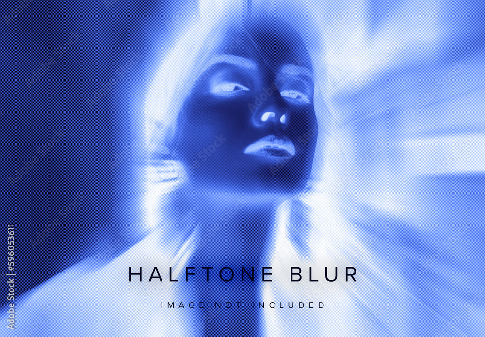 Ice Blue Halftone Blur Image Effect Mockup Stock Template | Adobe Stock