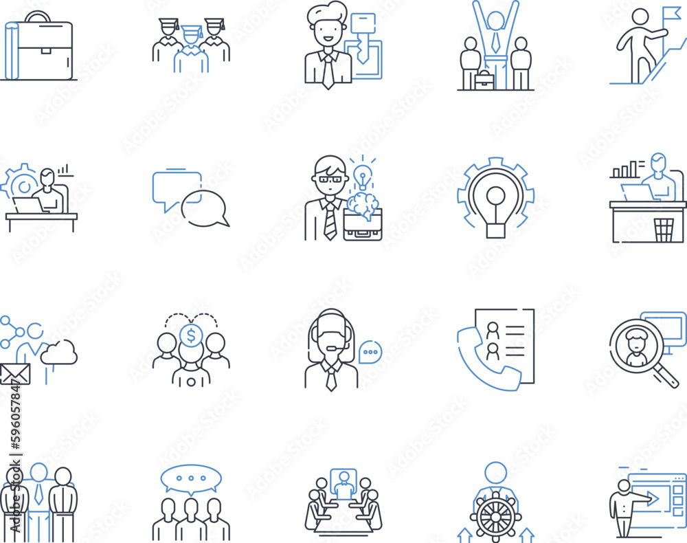 Apprentices line icons collection. Trainees, Learners, Novices, Interns ...