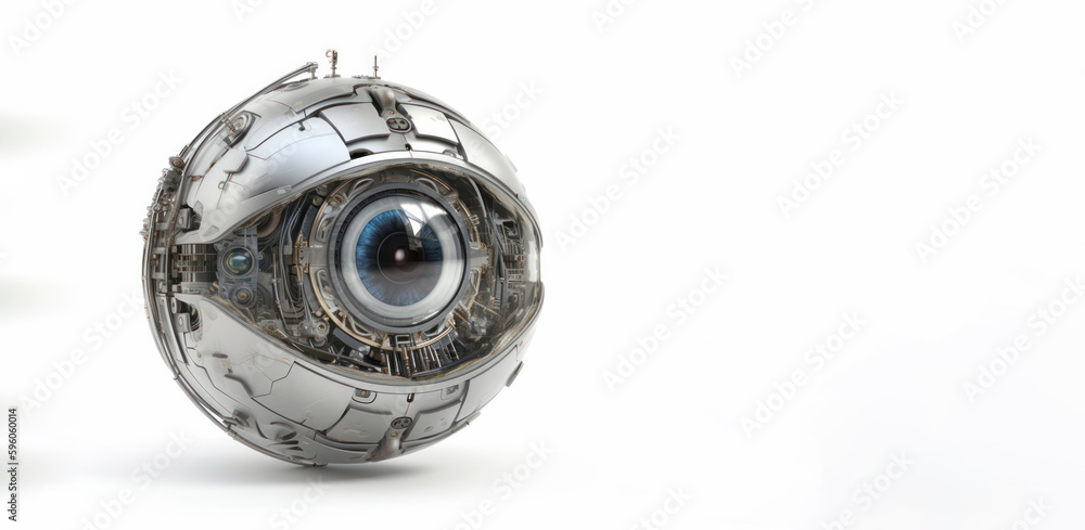 A futuristic representation of a robotic eye, advanced mechanical ...