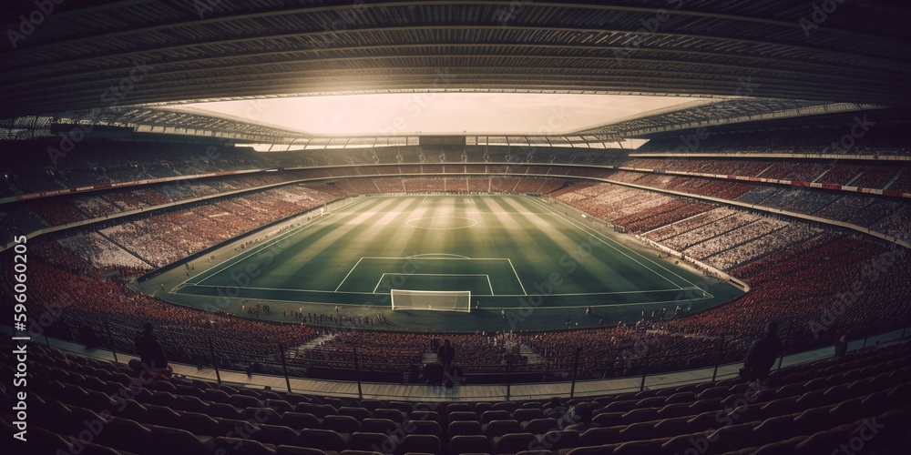 Sport background. Imaginary stadium. Generative AI. Stadium with green ...