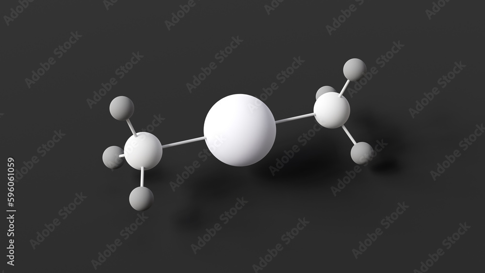 dimethylmercury molecule, molecular structure, neurotoxin, ball and ...