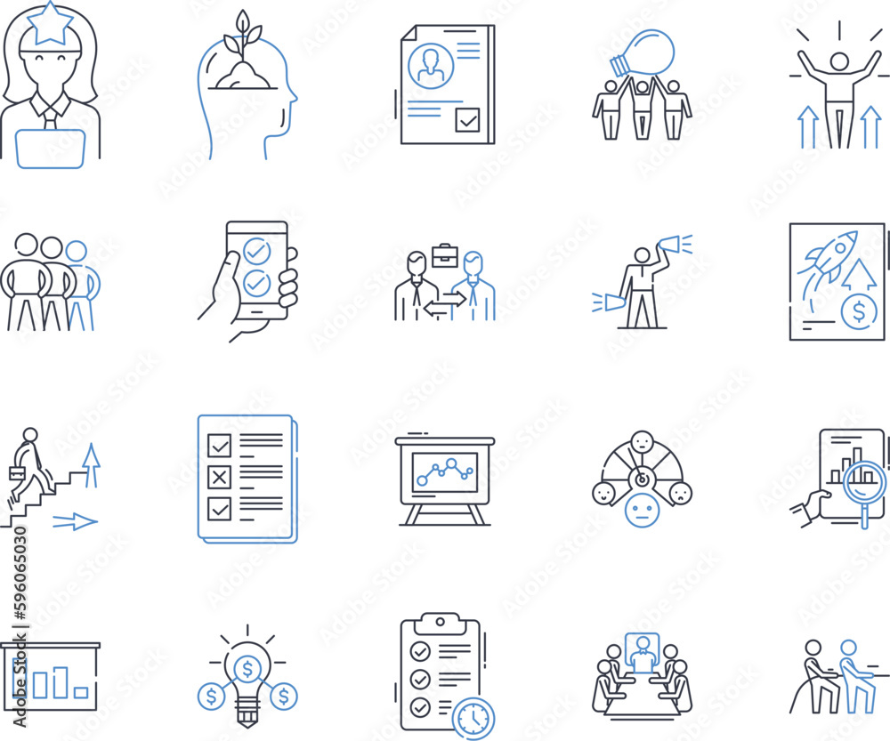 Market advancement line icons collection. Innovation, Progression ...