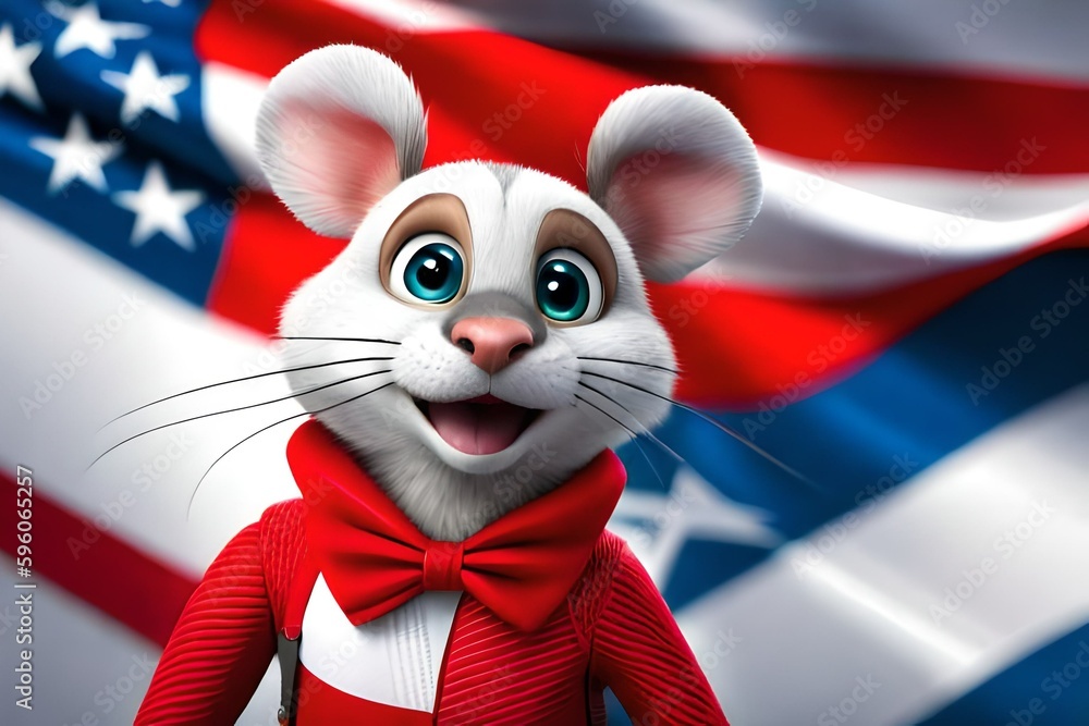 Mouse in usa flag hat pointing you like uncle sam. Generative AI Stock ...