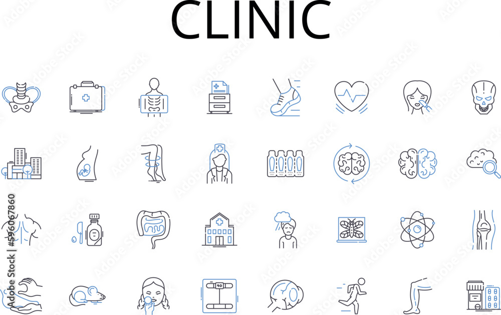 Clinic line icons collection. Hospital, Medical center, Infirmary ...