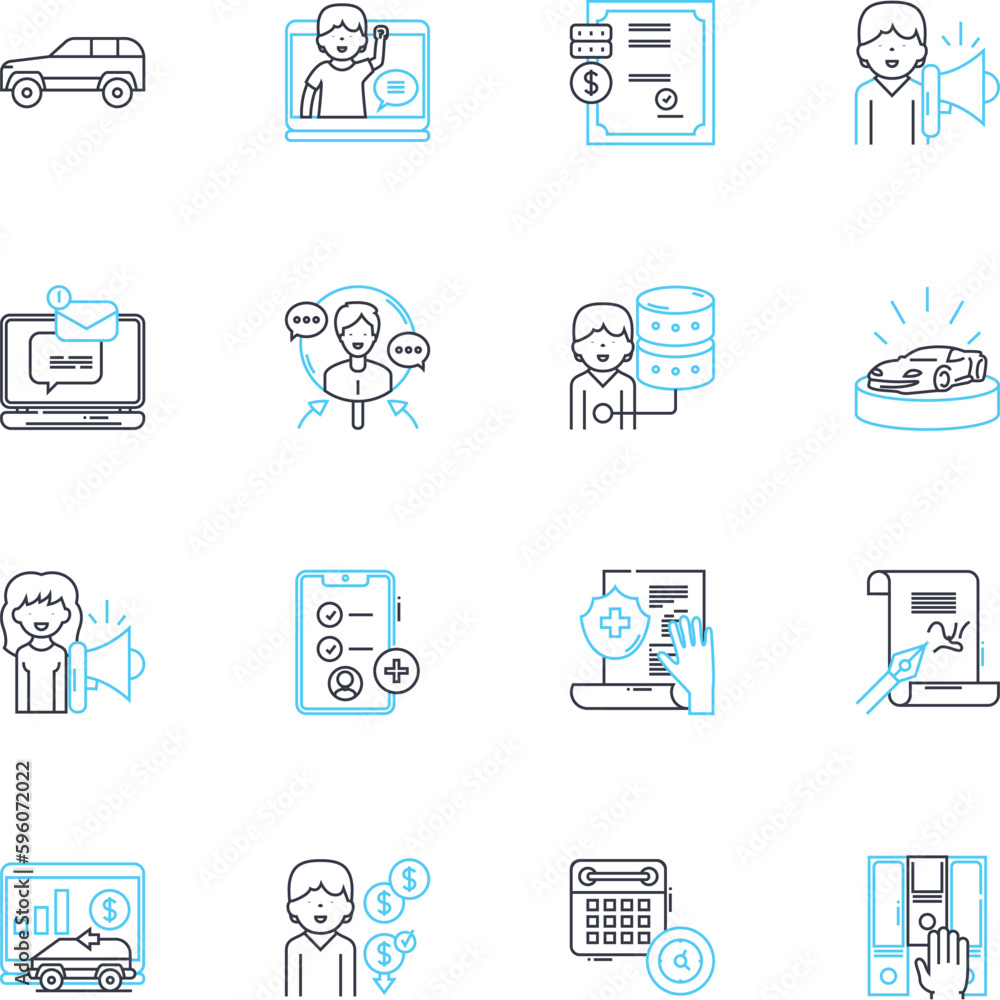 Worker linear icons set. Laborer, Employee, Tradesman, Operative ...