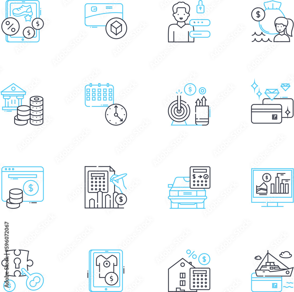 Virtual media linear icons set. Augmented, Virtual, Digital ...