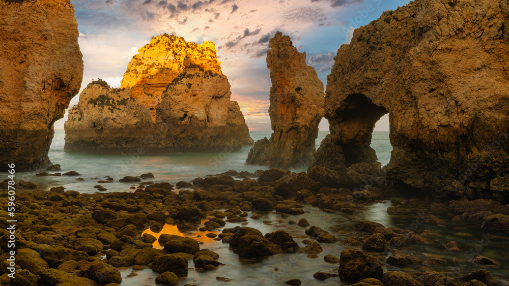 Coves and cliffs at Ponta da Piedade the most famous spot of Algarve ...