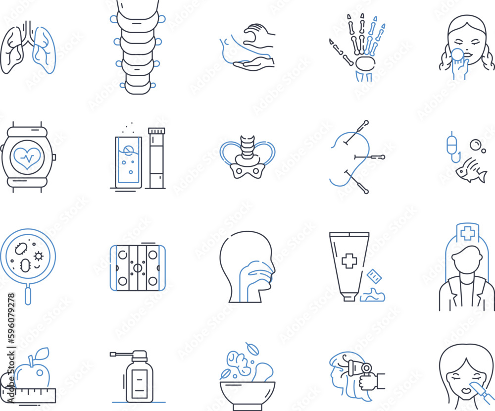 Artificial intelligence in healthcare line icons collection ...