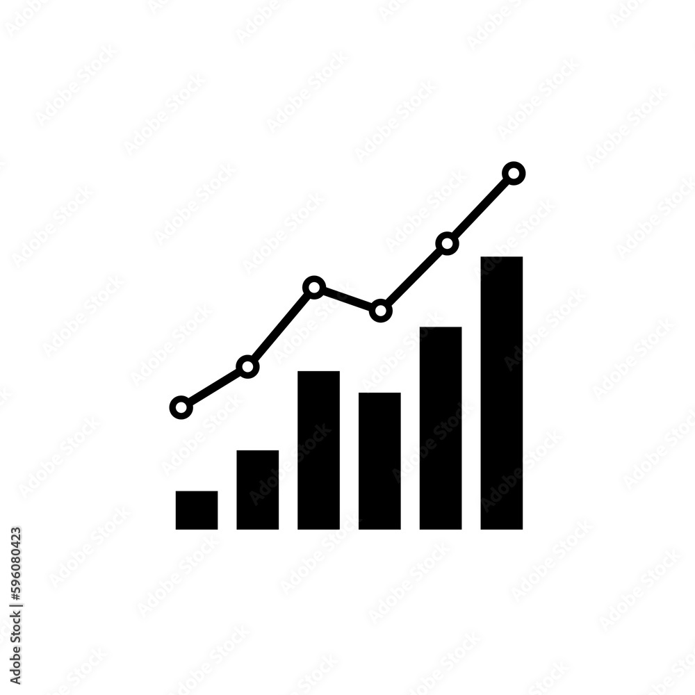 Chart graph. Black icon graph growth with arrow isolated on white ...