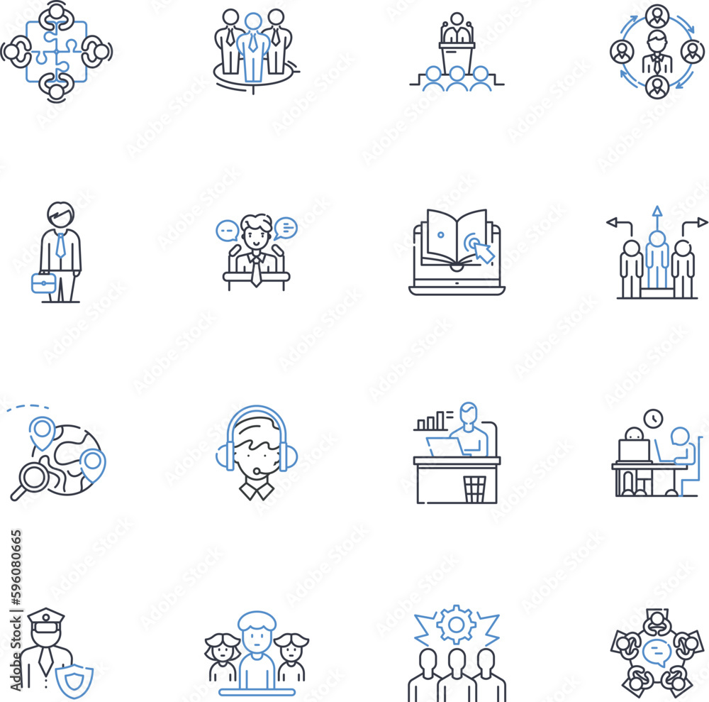 Organizational Management line icons collection. Structure, Strategy ...
