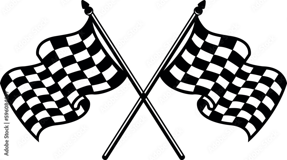 crossed checkered racing flag NASCAR Car Race Finish Flag eps vector ...