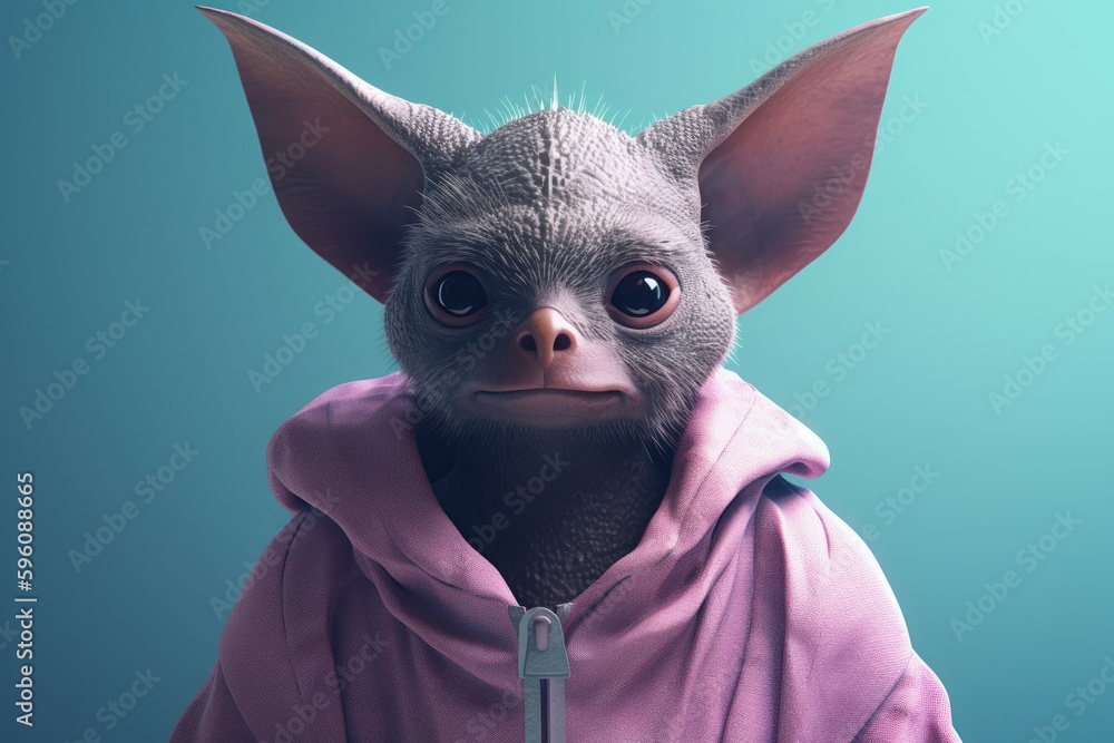 Anthropomorphic bat dressed in human clothing. humanized animal concept ...