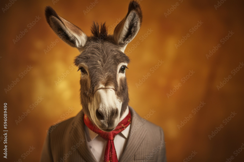 Anthropomorphic donkey dressed in a suit like a businessman. Business ...