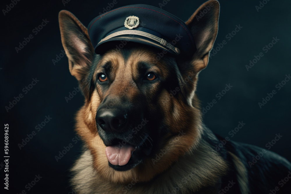 Anthropomorphic dog breed German Shepherd with a headdress. Concept of ...