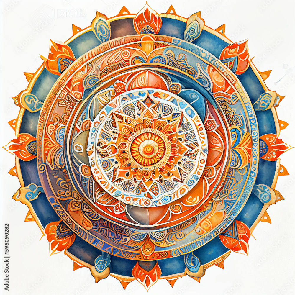 An intricate mandala, a spiritual and symbolic representation of the ...