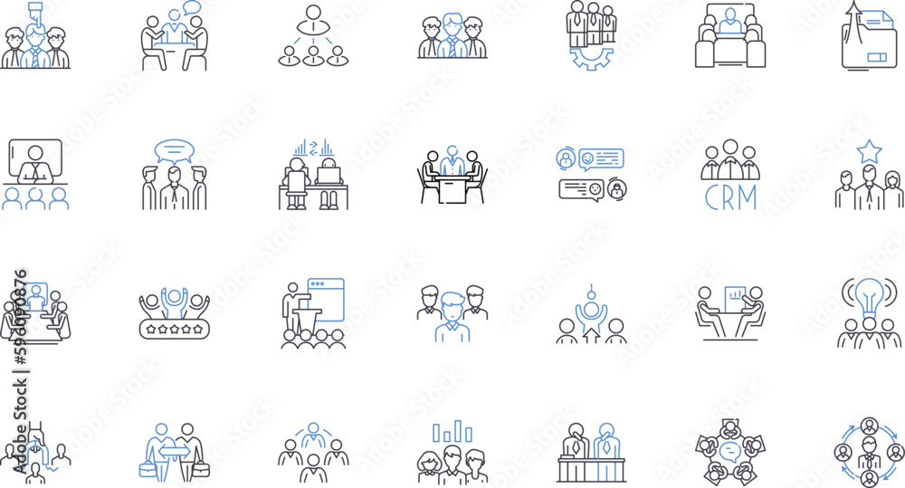Strategic planning session line icons collection. Visioning, Mission ...