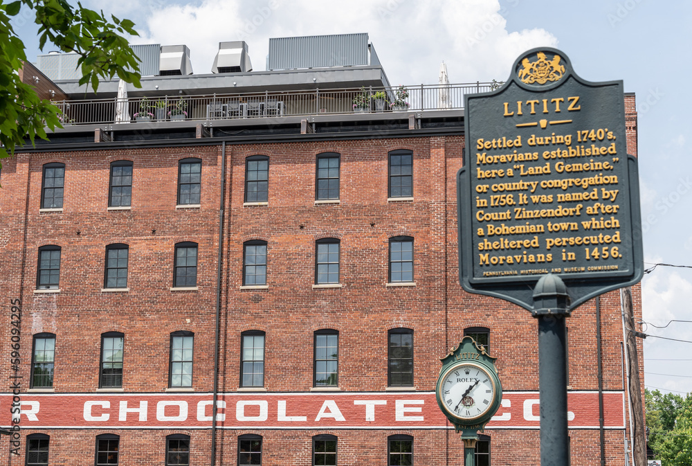 Lititz, Pennsylvania-USA-June 1, 2022: Lititz Historic Marker. Lititiz ...