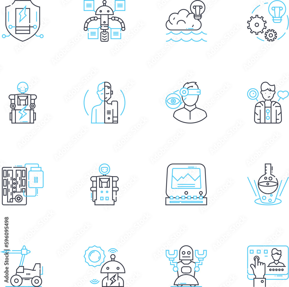 Unmanned aircraft linear icons set. Drs, Quadcopters, UAS, UAVs ...