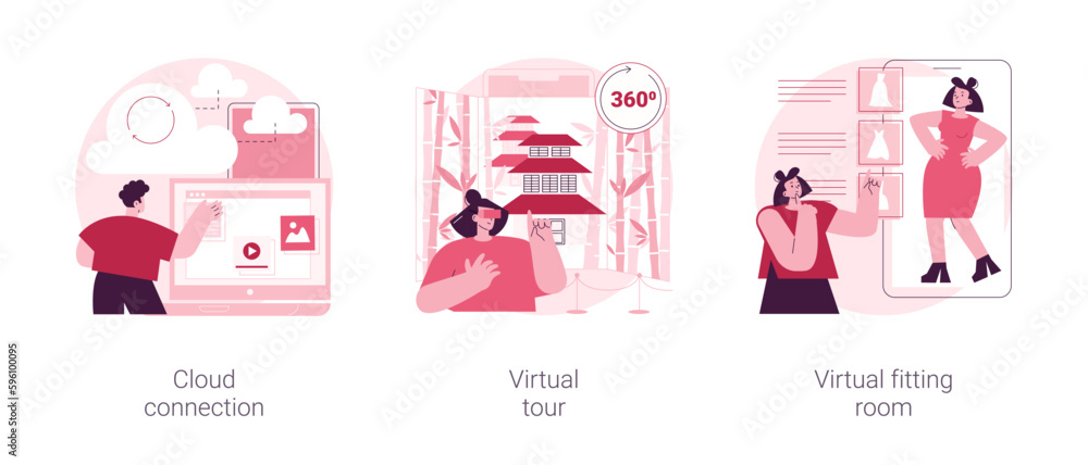 Online data transfer and virtual experience abstract concept vector ...