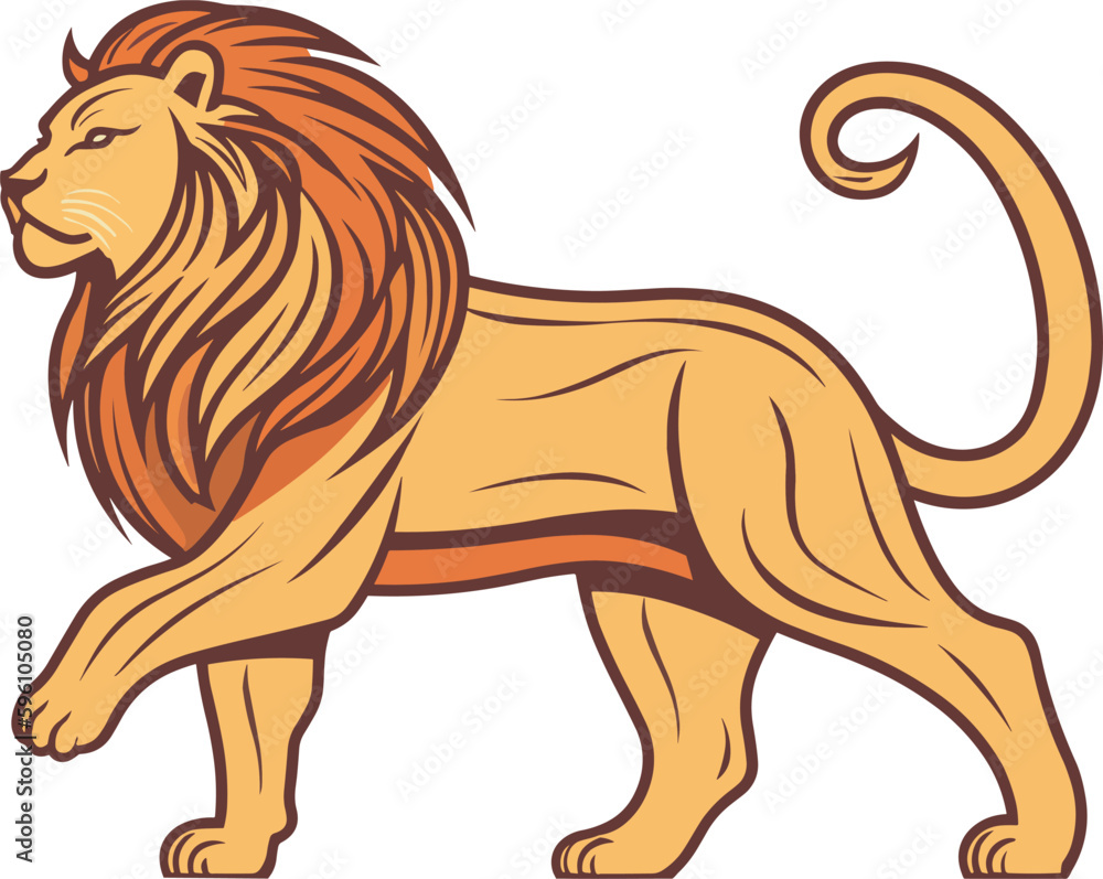 Lion logo design, realistic portrait of a lion walking forward isolated ...