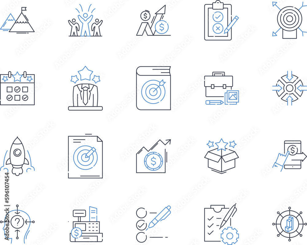 Professional missions line icons collection. Leadership, Management ...