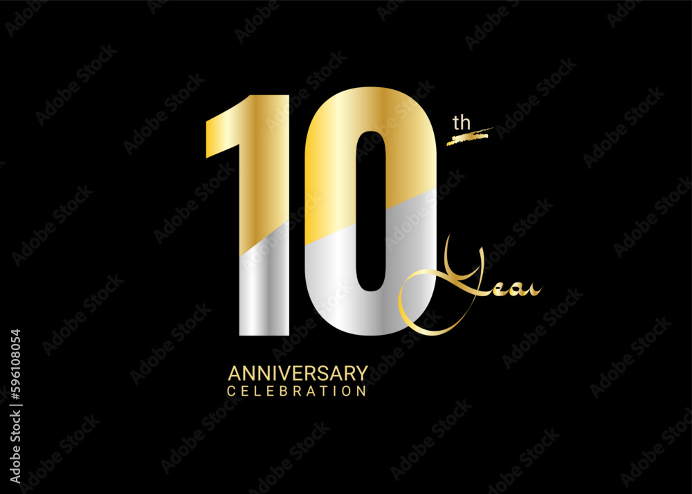Vetor de 10 Years Anniversary Celebration gold and silver Vector ...