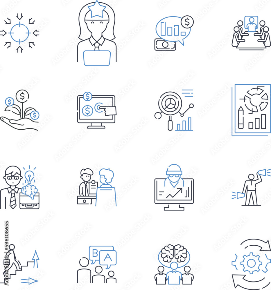 Company enhancement line icons collection. Growth, Strategy, Innovation, Expansion, Productivity ...