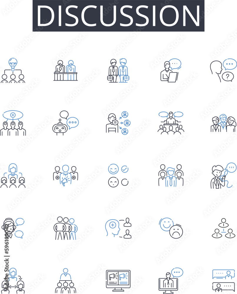 Discussion line icons collection. Gazing, Observing, Scanning, Seeing ...