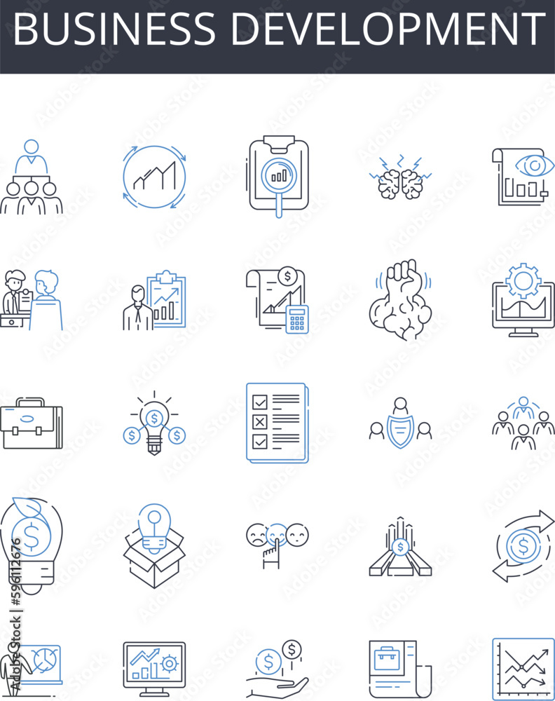 Business development line icons collection. Return, Restock, Refurbish ...