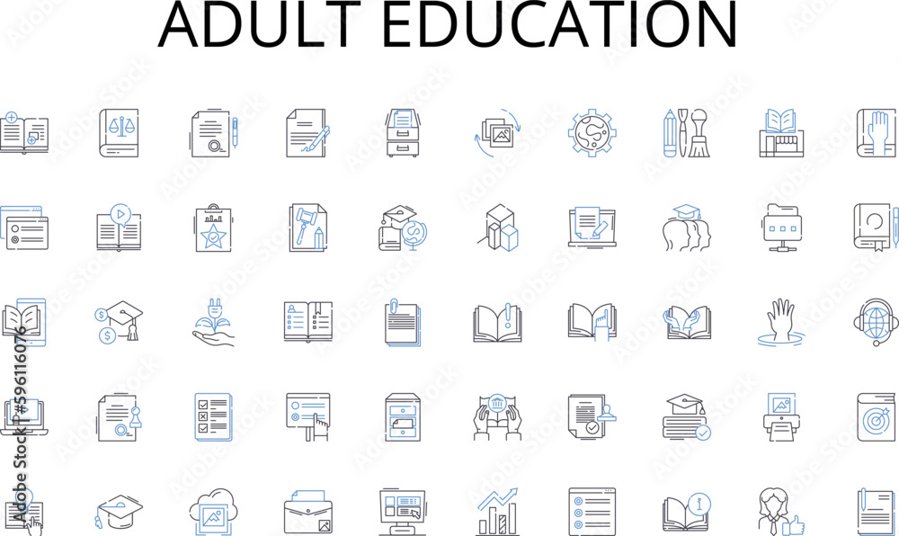 Fototapeta mapa świata dla dzieci adult education line icons collection ... Fototapeta mapa świata dla dzieci adult education line icons collection ...