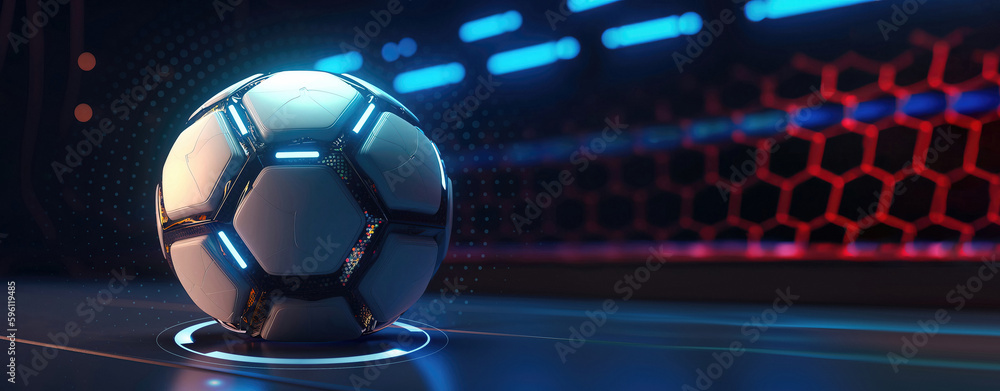 mechanical futuristic soccer ball or football in glossy material with ...