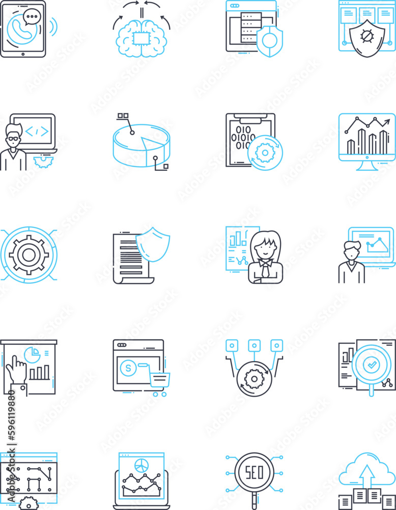 Risk assessment linear icons set. Probability, Uncertainty ...