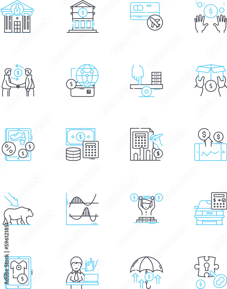 Sales linear icons set. Close, Deal, Pitch, Convert, Prospects ...