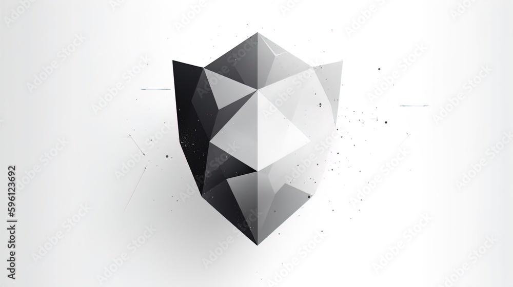 Minimalist Shield Transforming into Polygonal Triangles on a White ...