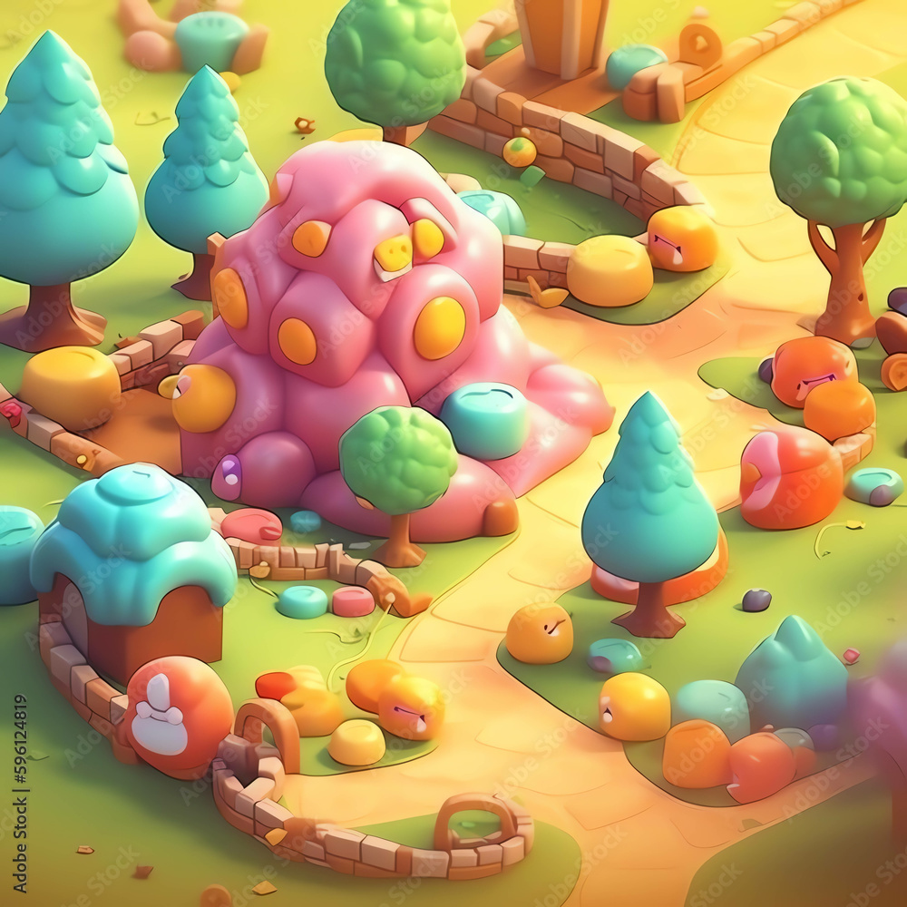 Cute fantasy cartoon with a cute style, suitable for posters and other ...