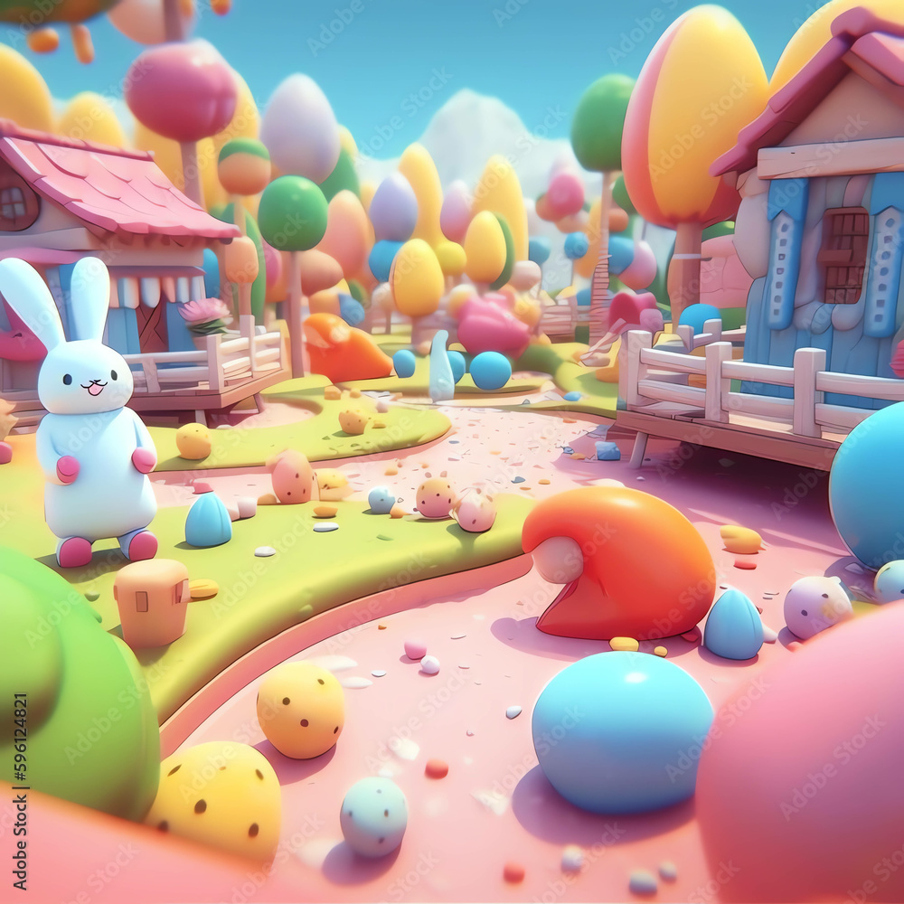 Cute fantasy cartoon with a cute style, suitable for posters and other ...