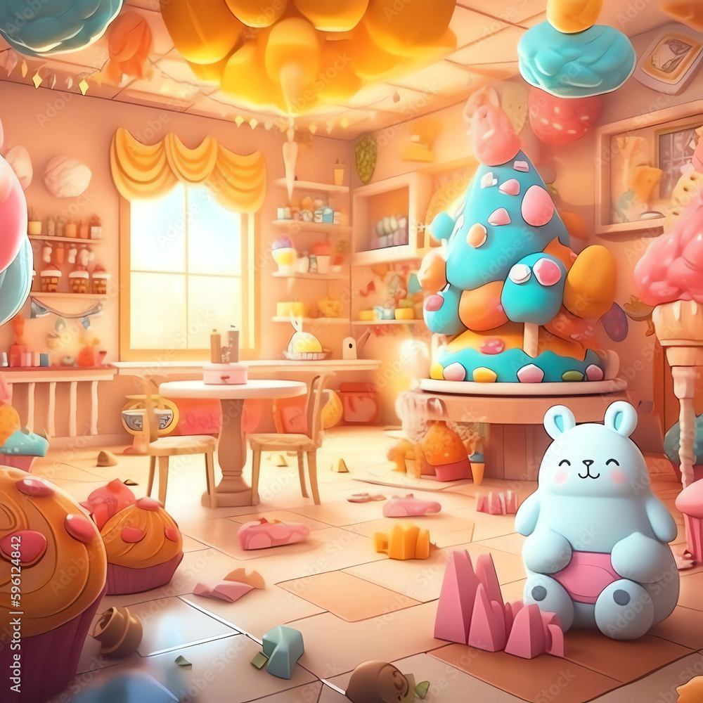 Cute fantasy cartoon with a cute style, suitable for posters and other ...