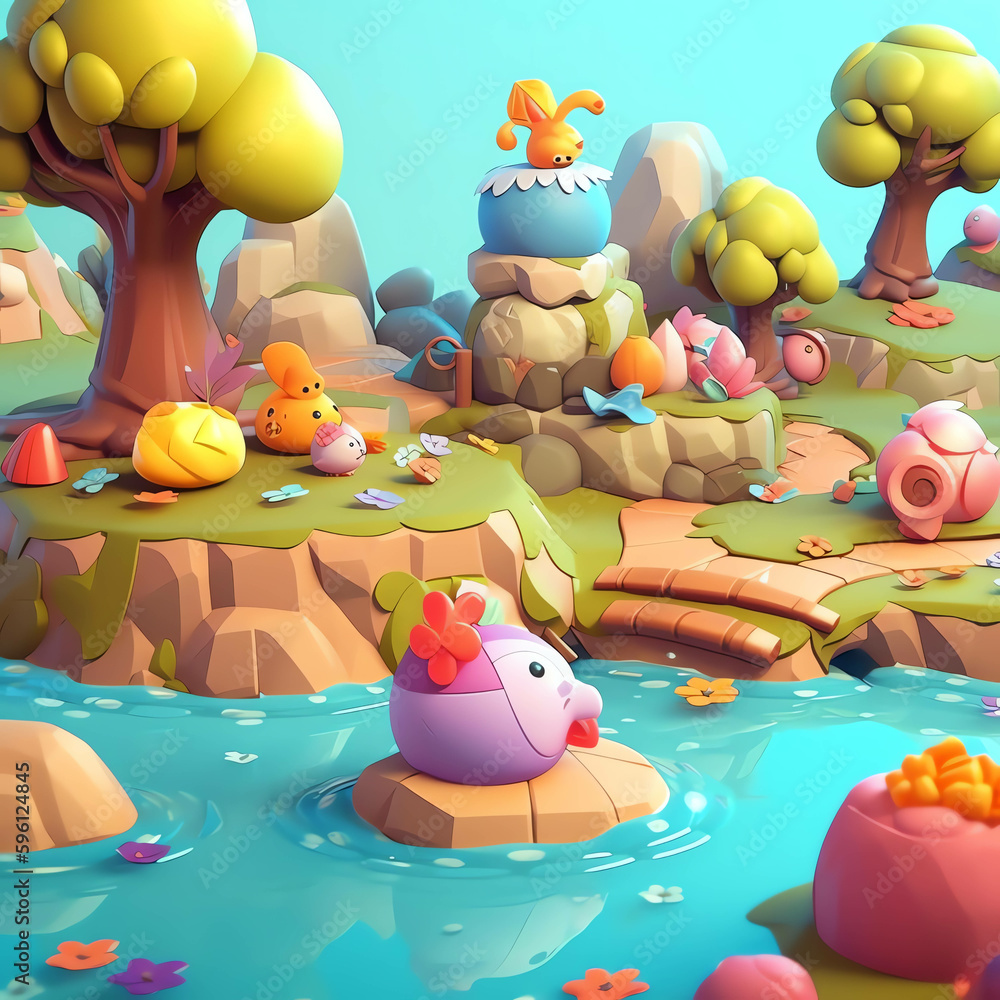 Cute fantasy cartoon with a cute style, suitable for posters and other ...