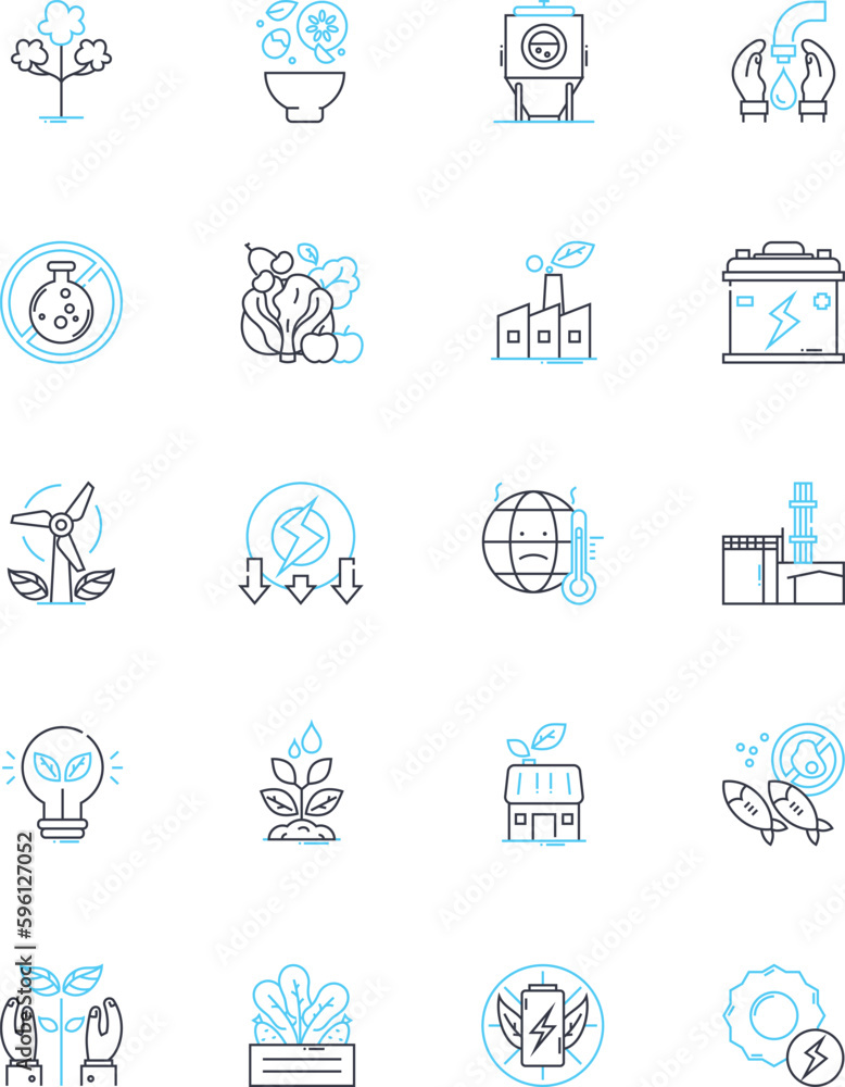 Wind energy linear icons set. Turbine, Renewable, Clean, Power ...