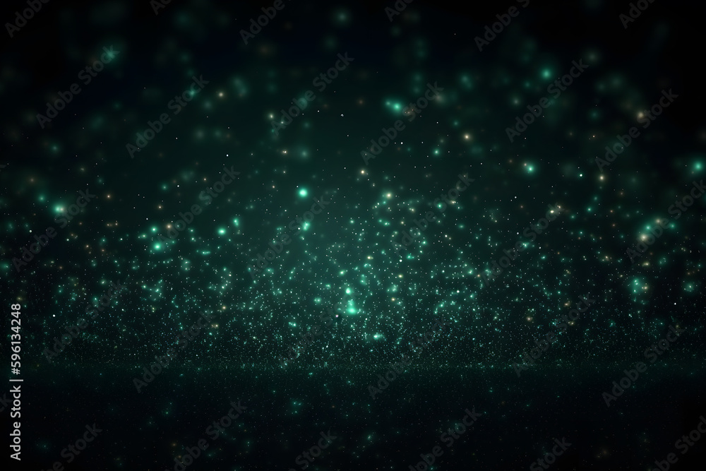 Green emerald background with shining elements. Neural network AI ...