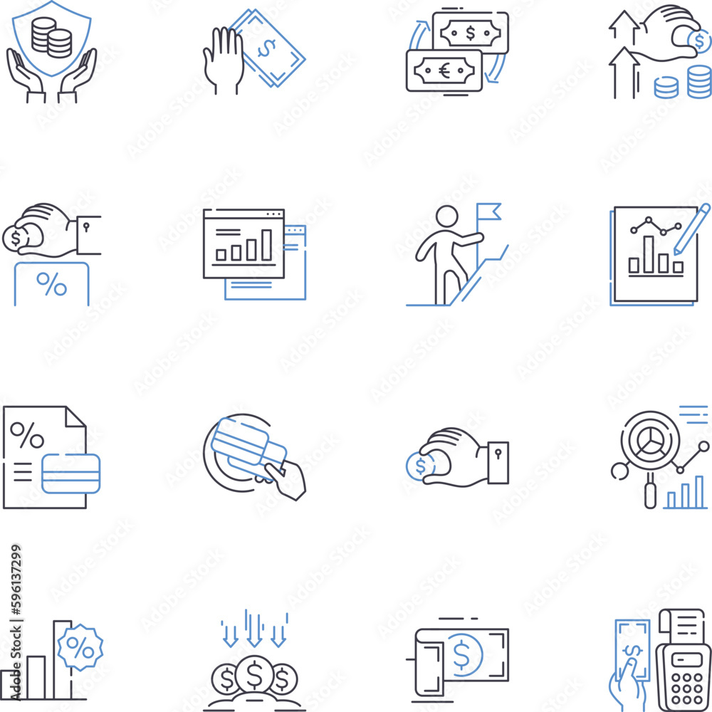 Cash flow line icons collection. Revenue, Expenses, Liquidity, Income ...