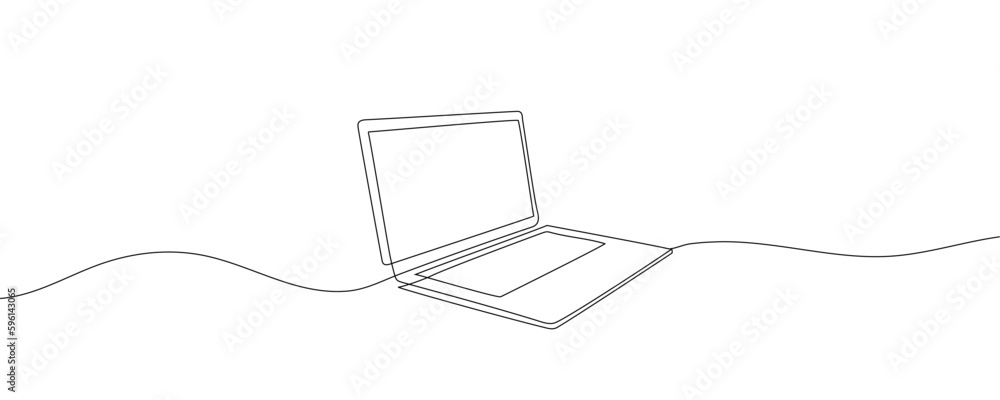 drawing of laptop in one line style isolated Stock Vector | Adobe Stock