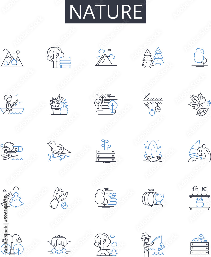 Nature line icons collection. Natural world, Wilderness, Environment ...