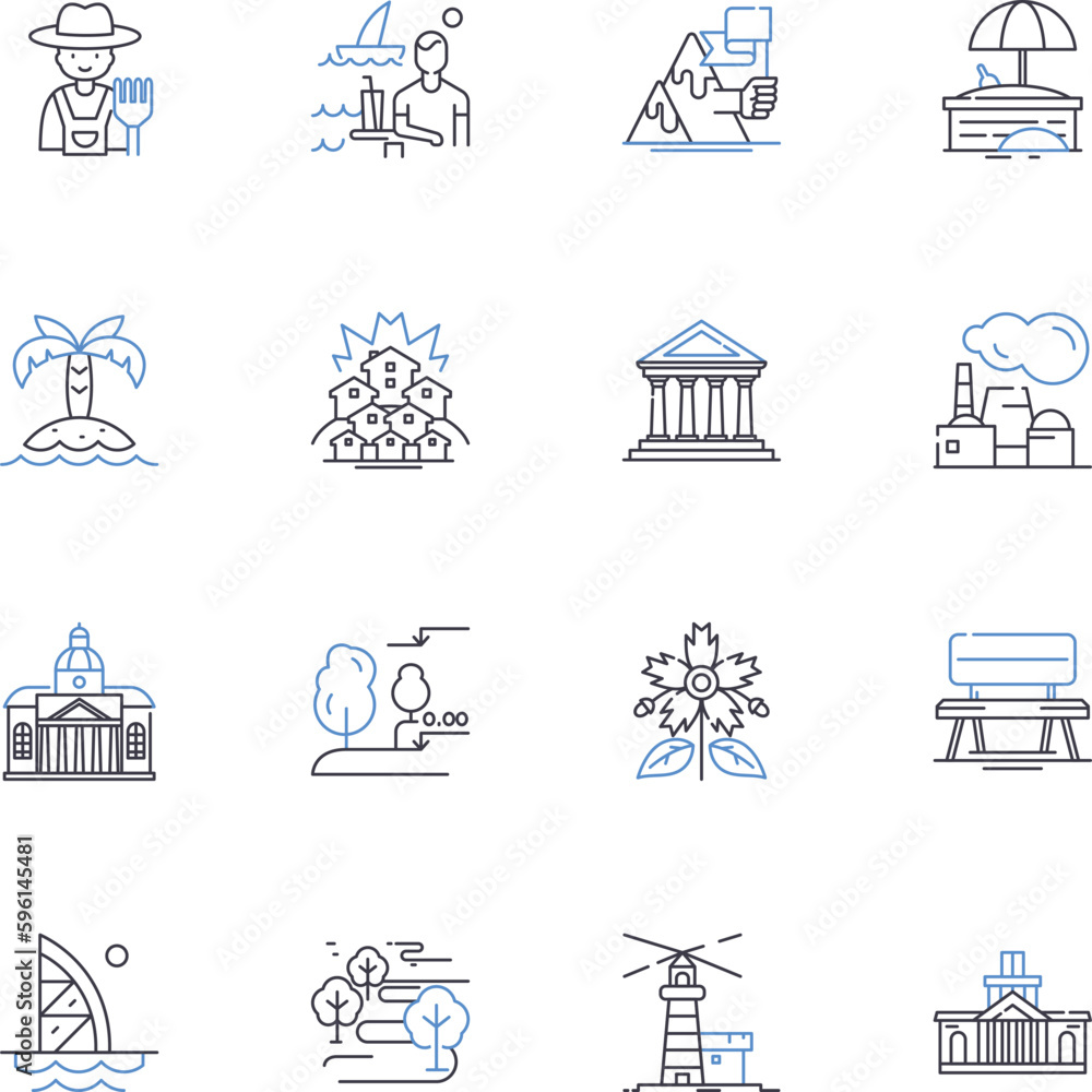 Glacierlandscapes line icons collection. Glaciers, Ice, Snow, Mountains ...