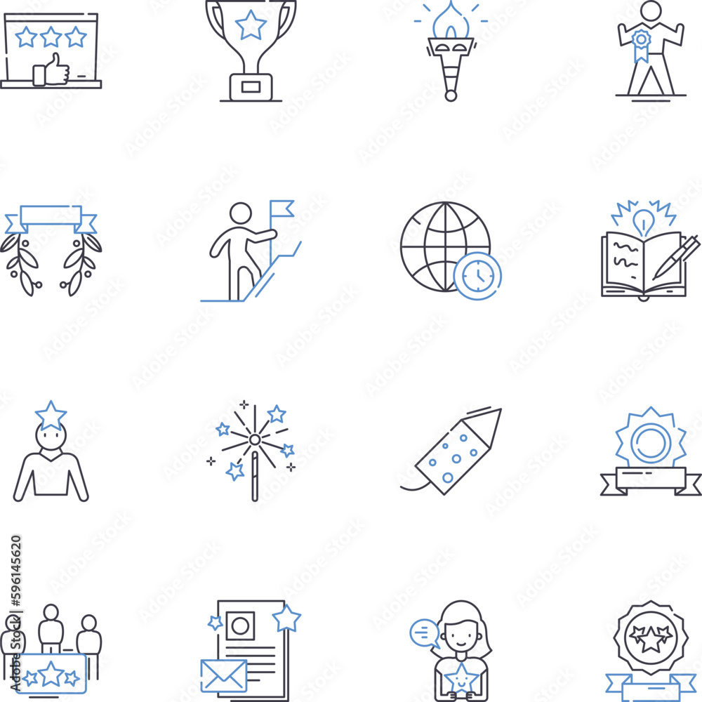 Vetor de Winning line icons collection. Victory, Triumph, Success ...