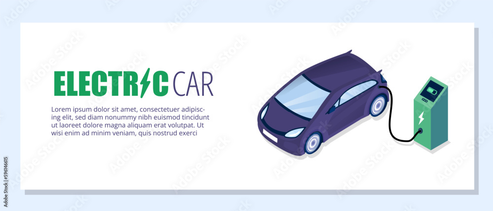 Electric car banner. Reducing emission of hazardous waste into ...
